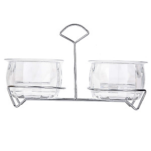 Tablecraft Set with Rack, Polystyrene & Chrome Plated Metal, (2) 14oz, 14 oz, Chiller Dip Bowl (Set of 2)