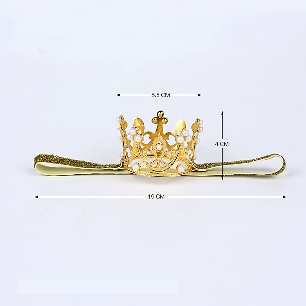 Nishine 2 pieces Baby Girls Crown Headband Princess Tiara Headdress Set Toddler Elastic Head Band (Gold/Silver)