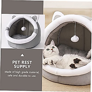 Ipetboom 1pc Cave Semi-Closed Semi Cozy and Cold Mat Toy Comfortable Warming Supplies Dogs Semi-Enclosed Nest Thickened Sleeping Winter Kitten Tent Removable House Cushion Kittens Cats Dog