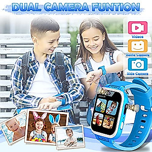 Kids Smart Watch with 90°Rotatable Camera Smartwatch Touch Screen Kids Watch Music Pedometer Flashlight Games Digital Wrist Watch for Boys
