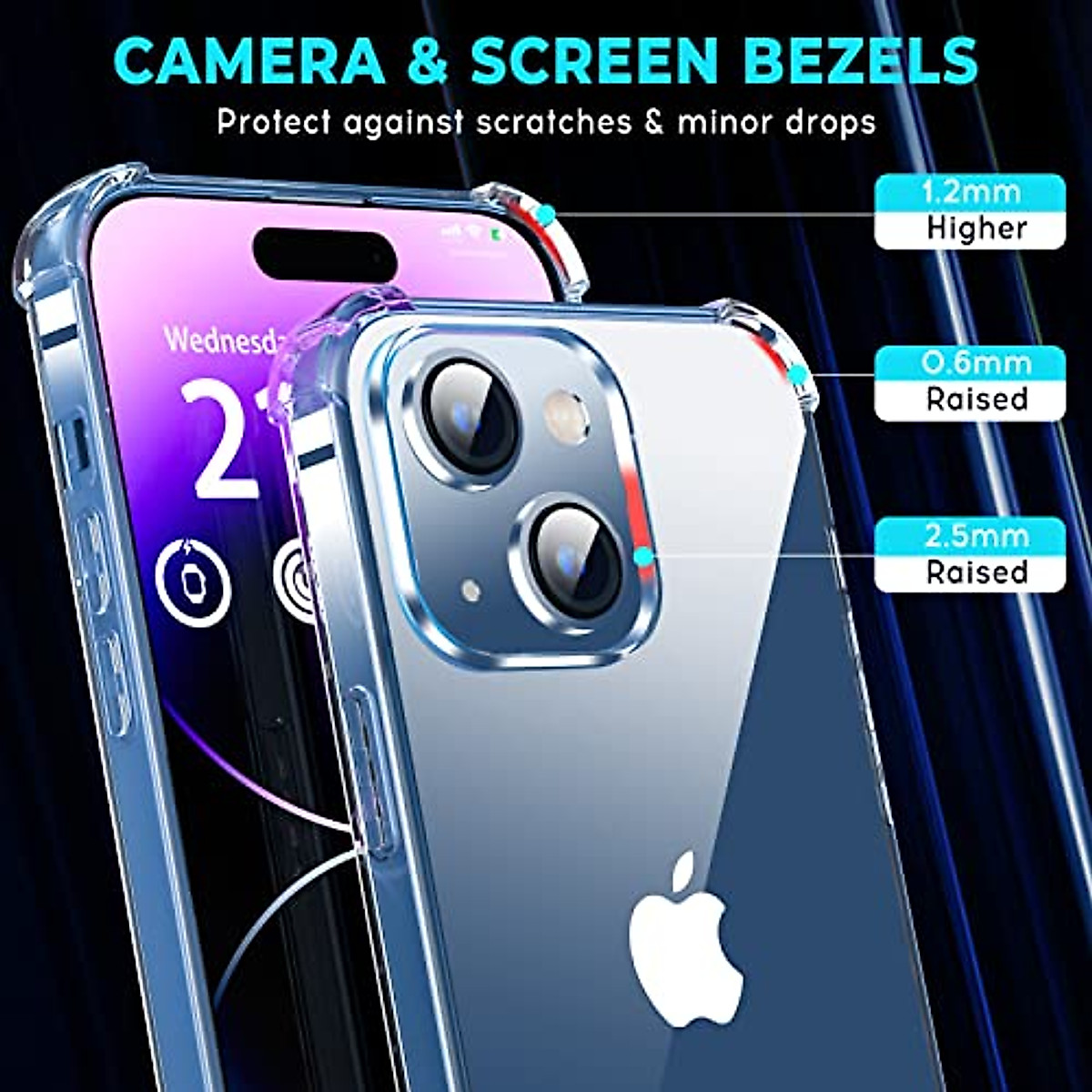 ORIbox for iPhone 13 Case Clear,with 4 Corners Shockproof Protection,iPhone 13 Clear Case for Women Men Girls Boys Kids,Case for iPhone 13 Clear