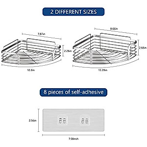 WEYEEN 2 Pack Shower Caddy Corner Bathroom Shelf,Adhesive Shower Organizer Shelf No Drilling Storage Organizer Racks Wall Mounted for Bathroom, Toilet, Kitchen and Dorm
