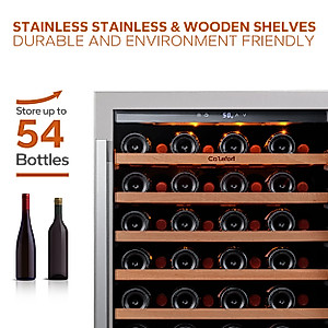 Ca'Lefort 24 Inch Wine Fridge, 54 Bottle Wine Cooler Refrigerator, 40-65°F Wine Refrigerator Glass Door, 3 LED Wine Fridge, Built-in or Freestanding Wine Fridge for Home/Bar/Kitchen (5.65 cu.ft)