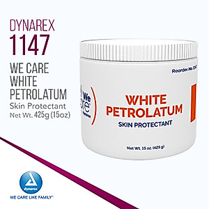 Dynarex White Petrolatum, Petroleum Jelly for Dry, Damaged or Cracked Skin, Soothing White Petroleum Jelly for Minor Skin Irritations, 15 oz. (425g) Jar, 1 Petroleum Jelly Jar