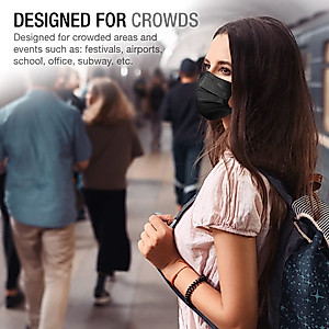 Unifandy Disposable Face Masks, Pack of 50 Face Mask Protective Dust Particle 3-Layer Design and Earloop, ideal For Home, Outdoor and Office - Black