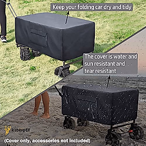 Iceberg Elf Waterproof Wagon Cover, Folding Wagon rain Covers 38" L x 22" W x 20" H, 600D Heavy-Duty Fabric, (Cover only, Accessories not Included) Grey