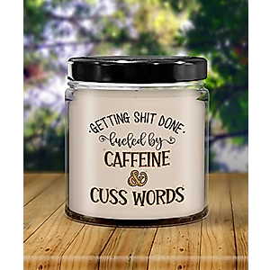 The Improper Mug Fueled by Caffeine and Cuss Words Candle for Coffee Lovers Sarcastic Rude Birthday Christmas Ideas for Mom Dad Funny Adult Humor 9 Oz. Vanilla Scented