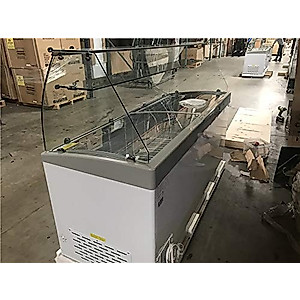 Gelato Freezer Display Case Dipping Cabinet Pan Ice cream showcase Curved Clear Glass 72"