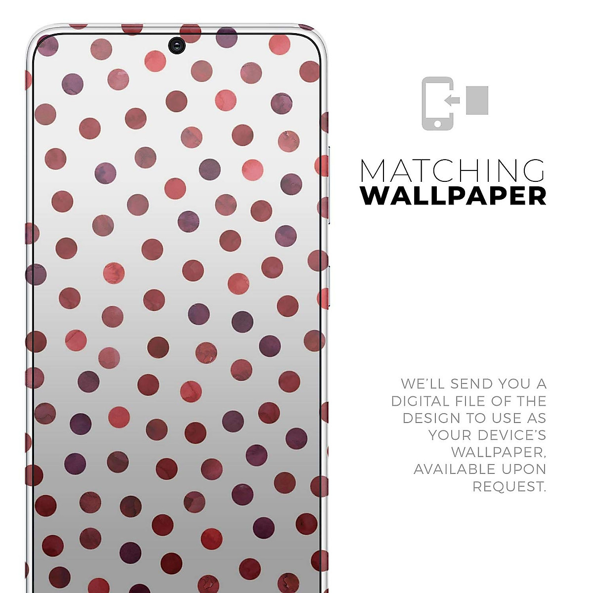DesignSkinz Red Watercolor Dots Over White Protective Vinyl Decal Wrap Skin Cover Compatible with The Samsung Galaxy S20 (Screen Trim & Back Glass Skin)