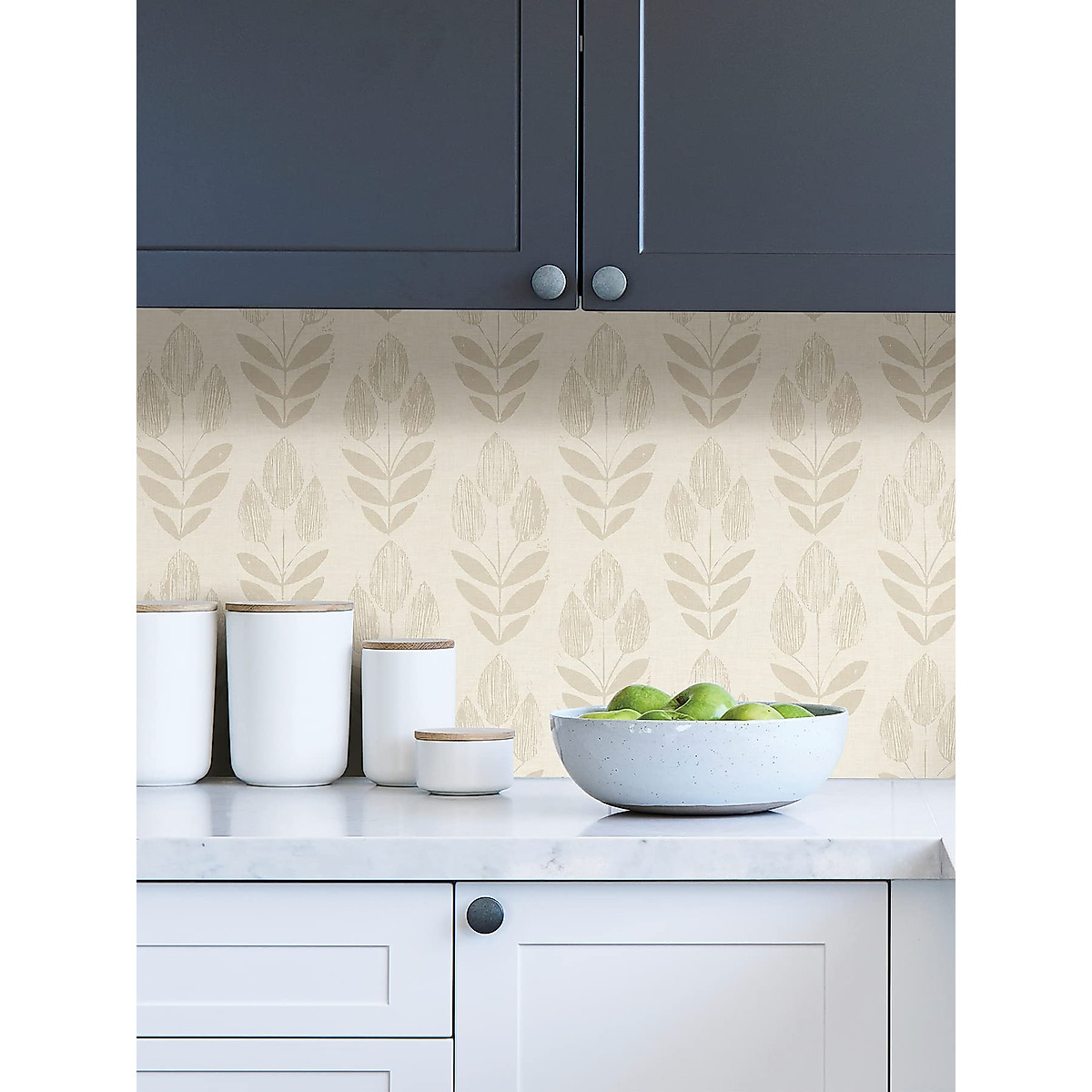 NuWallpaper Cream Folk Tulip Peel & Stick Wallpaper