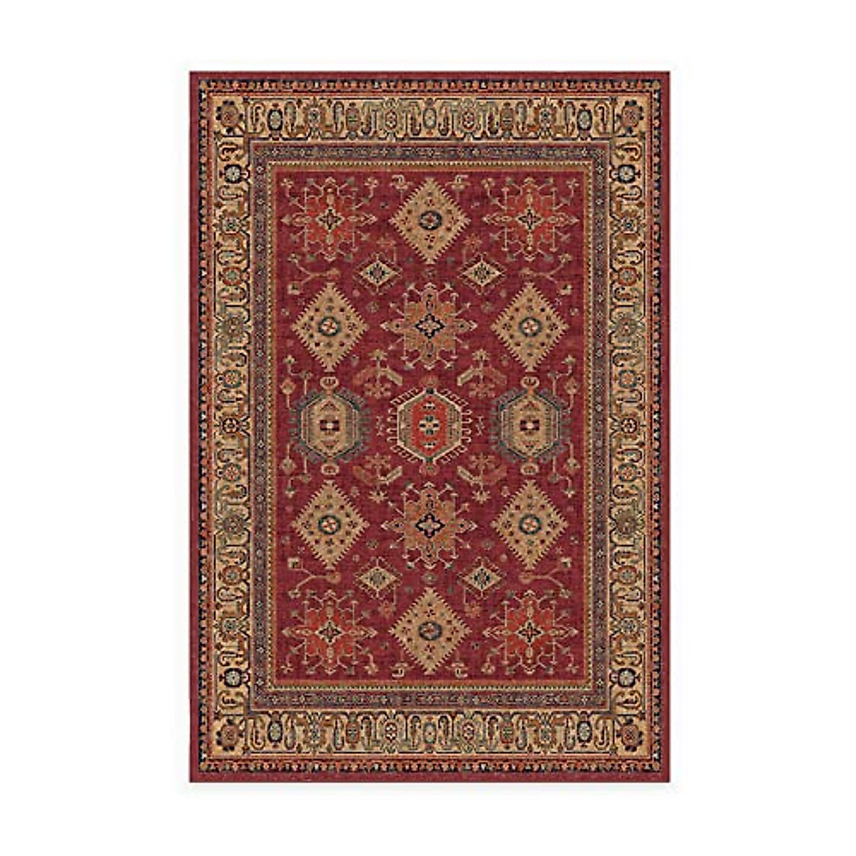 RUGGABLE Cambria Washable Rug - Perfect Vintage Area Rug for Living Room Bedroom Kitchen - Pet & Child Friendly - Stain & Water Resistant - Ruby 6'x9' (Standard Pad)