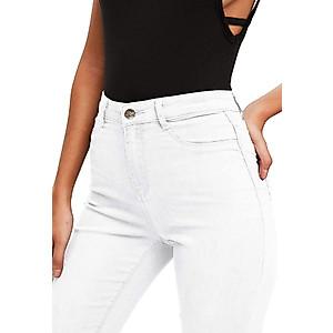 Hybrid & Company Women’s Classic Denim Mid Rise Skinny Jeans Super Stretch Pants P28868SK White 1
