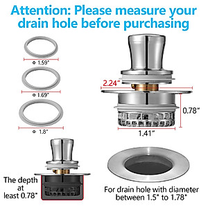 Aluvor Universal Bathtub Stopper 2pcs Tub Plug+Pop Up Tub Drain Strainer/Drain Plug with Anti Clogging Filter