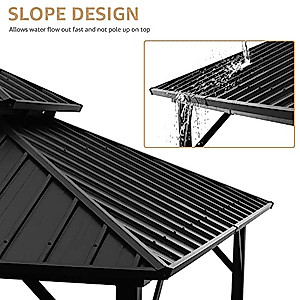 Leisurelife 10'x12' Galvanized Steel Double Roof Hardtop Gazebo with Nettings for Patio Outdoor Backyard Garden or Grill, Heavy Duty Canopy Tent, Aluminum Frame