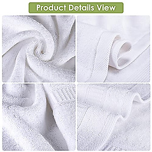 CANFOISON Bamboo Washcloths for Face and Body, 4 Pack White Washcloths for Adult Kids Baby Luxury Super Soft Highly Absorbent Bathroom Towels 13"x13"