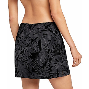 Speedo Womens Swim Skort (Speedo Black Leaf, Small)
