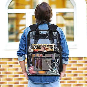ZLYERT Clear Backpack, Heavy Duty Transparent Bookbag, Large See Through PVC Backpacks for Women and Men - Black