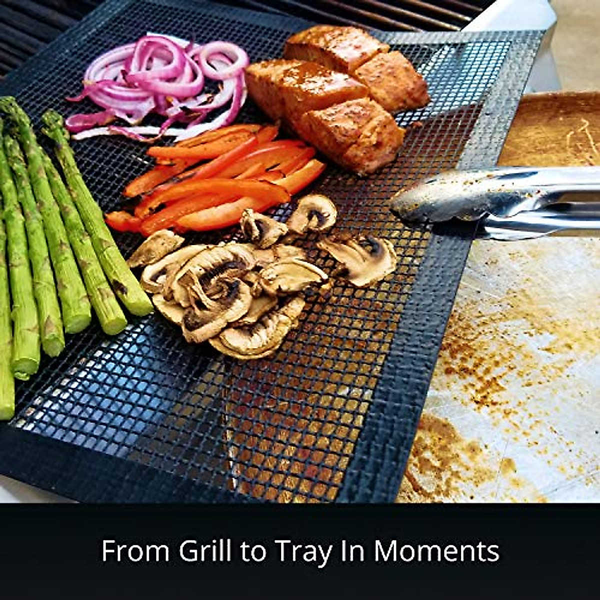 SIGVAL Mighty Mat - Reinforced Non-Stick Jerky Smoker Grill Mesh Mat - Set of 3 - Baking Mat, and BBQ Mat to Cook Fish, Vegetables, Meats on Smoker or Grill