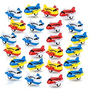 ArtCreativity Pullback Airplane Toys for Boys and Girls, Set of 24, Colorful 2 Inch Pull Back Plane Toys for Kids, Great Birthday Party Favors for Children, Goodie Bag Fillers, Gift Idea
