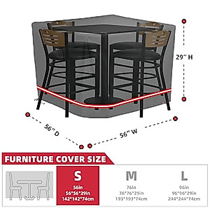 Turtle Life Patio Furniture Sets Cover, Heavy Duty Square Durable Waterproof Outdoor UV Resistant Anti-Fading Dining Table Chairs Furniture Cover, Black, 56"L x 56"W x 29"H