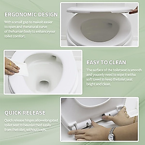 DAYAO Premium Elongated Toilet Seat with Cover Quiet Close, Two-Click to Quick Release, Easy Installation Never Loosen Hinge, Slow Close Toilet Seat and Cover, Easy Cleaning-White Color (Elongated)