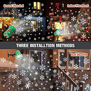 2 Pcs Christmas Projector Lights Outdoor Snowflake Lights Snowfall Show Holiday Projector Waterproof LED Lights with Remote Control Timer for Xmas Holiday Party Home Garden Patio Decorations (Classic)