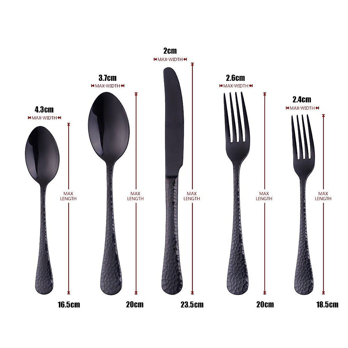 20-Piece Black Flatware Silverware Set, Bisda Stainless Steel Cutlery Sets, Multipurpose Use for Home, Kitchen, Restaurant, Hotel Tableware Utensil Service for 4