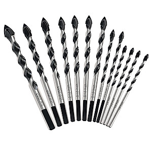 GMTOOLS 10pcs Masonry Drill Bits Set, 1/8 to 1/2" Concrete Drill Bit Set, Multi-Material Drill Bits for Brick, Tile, Cement, Ceramic, Glass, Plastic, Industrial Strength Carbide Tip with Storage Box