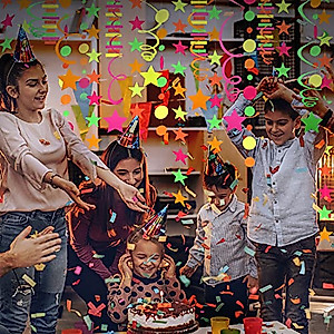 525feet UV Paper Neon Garland Neon Streamers Glow in the Dark Glow Party Supplies and Decorations Glow in the Dark Streamers Blacklight Reactive Fluorescent Black Light Neon Party Supply for Birthday