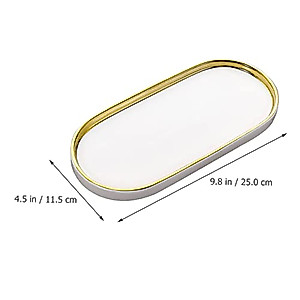 Cabilock Ceramic Tray Towel Storage Tray Jewelry Storage Plate Makeup Organizer Bathroom Storage Plate Vessel Sink Vanity Tabletop Storage Tray Coffee Table Ceramics Decorative Plates