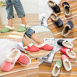 TooTu Waterproof Slippers Women Men Plush Lined Clogs Winter Garden Shoes Warm House Slippers Indoor Outdoor Green