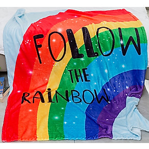 Zevrez Rainbow Blanket Super Soft Colorful Pride Throw Blanket for Girls Rainbows Gifts for Kids Rainbow Lovers Follow The Rainbow Flannel Fleece Girly Blanket (50"x60", 2)