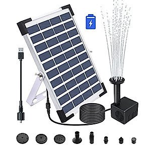 Lewisia 5W Solar Fountain Pump with Battery Backup for Patio Pool Koi Pond Bird Bath Garden Decoration Submersible Solar Powered Water Pump Kit