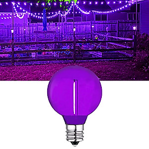 LRSUEYSKIN G40 Purple LED Replacement Bulb 1W Light Bulbs Shatterproof Waterproof LED Outdoor String Lights Decorative Night Light E12/C7 Candelabra Base for Wedding Patio Garden Yard,15 Pack(Purple)