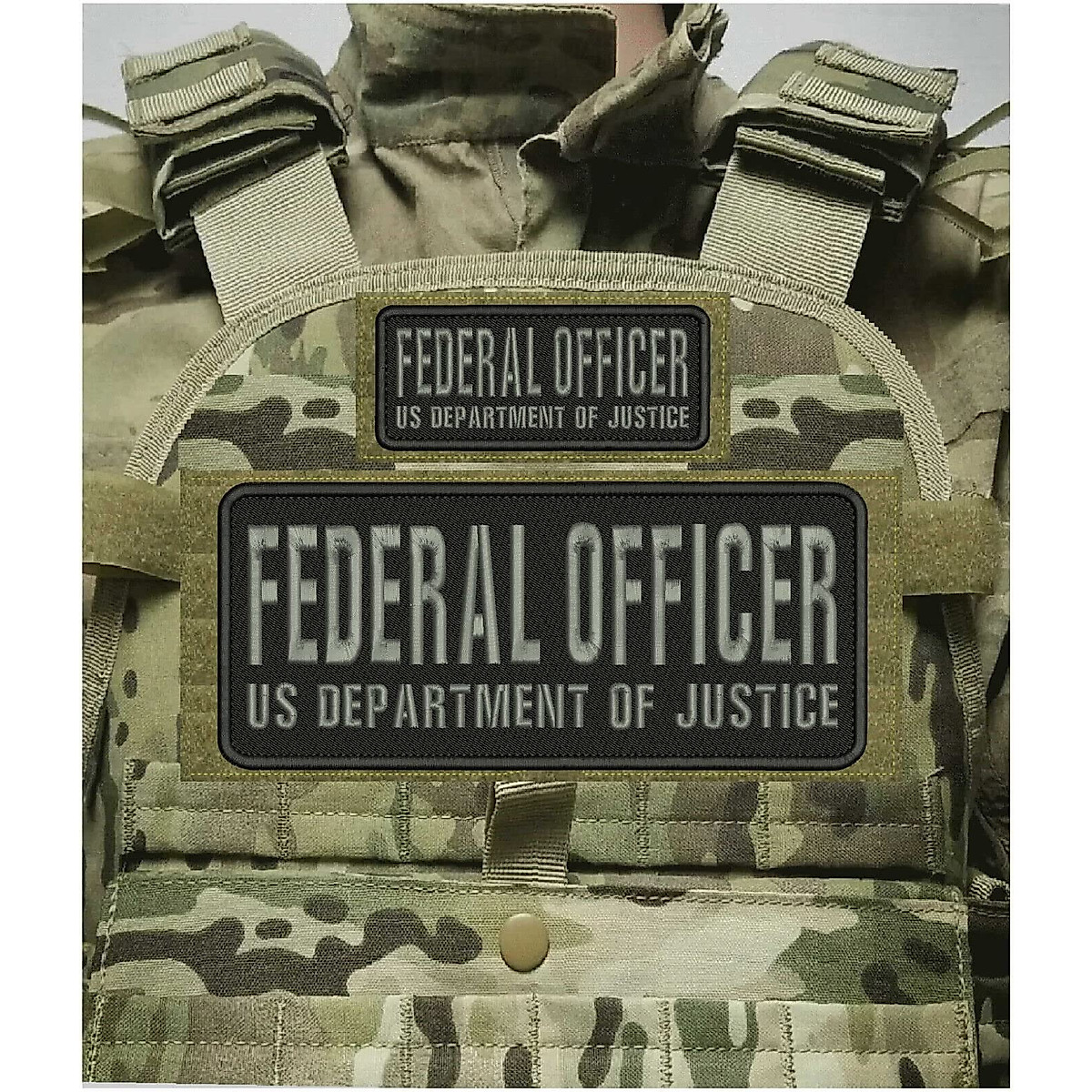 Federal Officer US Department of EMB Patch 10X4 and 5X2 Hook ON Back Black/Gray
