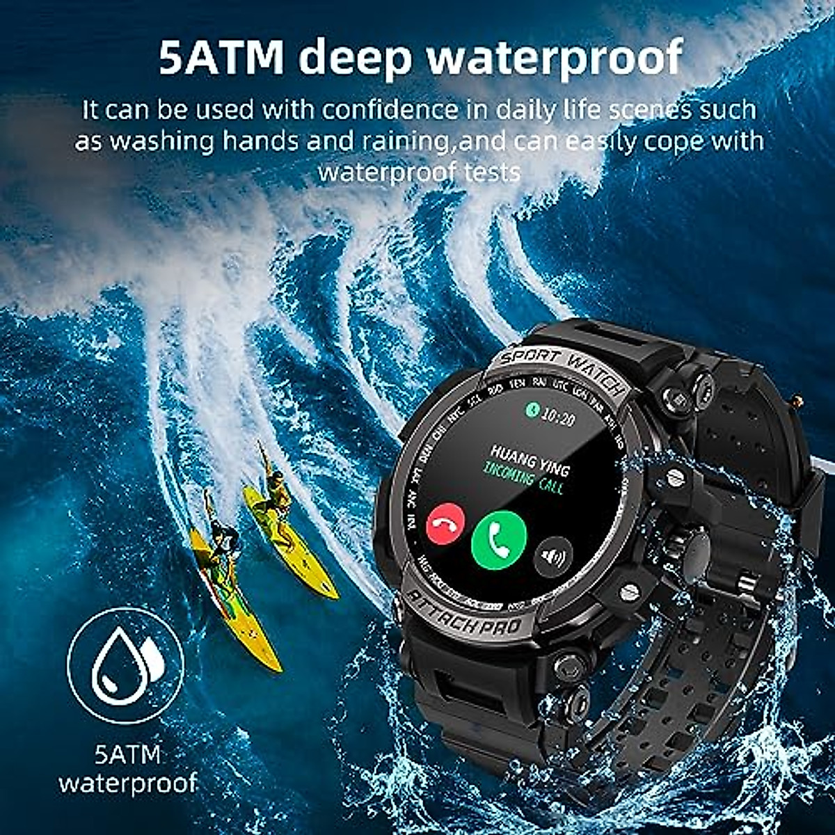 LOKMAT Smart Watch - Outdoor Sports Military Smart Watches for Men Bluetooth Call (Answer/Make Calls), Waterproof Tactical Rugged Smartwatch, Fitness Tracker Watch for Android iPhones