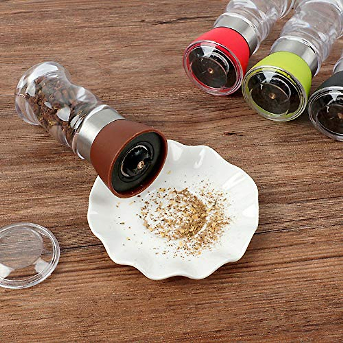 BYyushop Portable Manual Hand Twist Pepper Mill Spice Salt Grinder Kitchen Grinding Tool - Brown