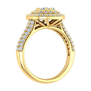 1 Carat Cushion Shape Halo Diamond Engagement Ring in 14K Yellow Gold (Ring Size 9.25)