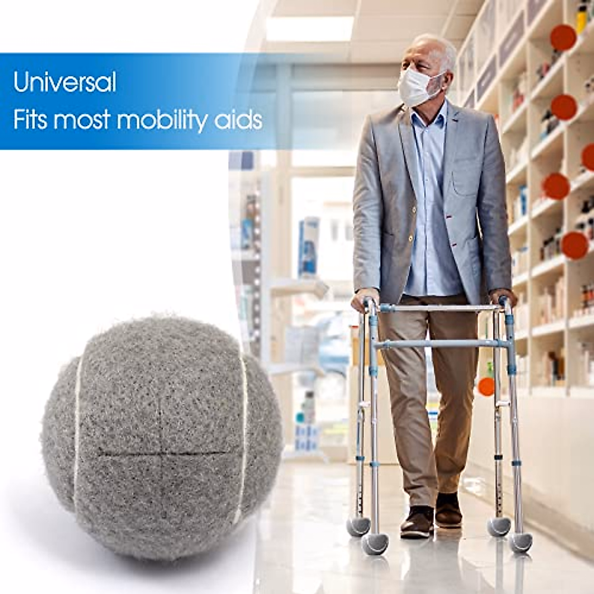 UOWGA 4PCS pre-Cut Tennis Balls, pre-Cut Walker Tennis Balls for Walkers, Furniture Legs Universal Glide Ball, Floor Protection，Grey