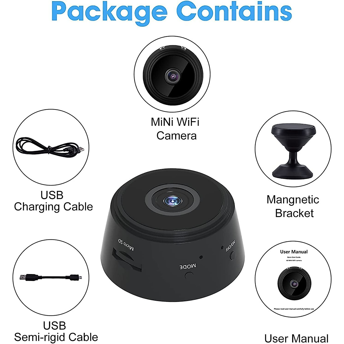 Jukllezan Mini Hidden Camera Wireless spy Camera Portable Nanny Camera HD 1080P Camera with Night Vision and Motion Detection for Home Outdoor Office Features Small Camera,Black