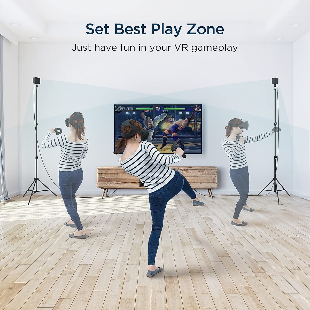 KIWI design VR Tripod Stand for Base Station HTC Vive/Valve Index/Rift Sensor Stand Aluminum Alloy VR Base Station Stand Accessories with Articulating Ball Heads(2 Pack, Base Station Not Included)