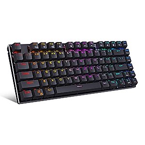 HUO JI E-Yooso Z-88 RGB Mechanical Gaming Keyboard, Metal Panel, Blue Switches - Clicky, Compact 81 Keys for Mac, PC, Black