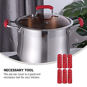 Tofficu 6pcs Silicone Hot Handle Holde Non Slip Rubber Pot Holders Pan Ear Clip Cast Iron Skillets Handles Grip Cover Heat Resistant Potholder Cookware Handle for Cast Iron Skillet