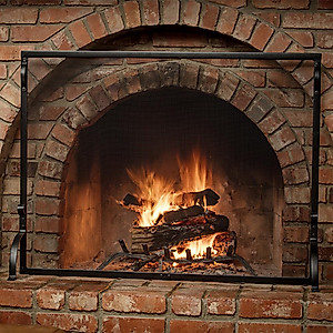 UniFlame, S-1075, Large Wrought Iron Spark Guard Fireplace Screen (50" Wide x 35" Tall)