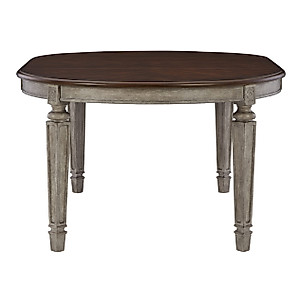 Signature Design by Ashley Londenbay Classic Farmhouse Oval Dining Room Extension Table, Brown & Gray