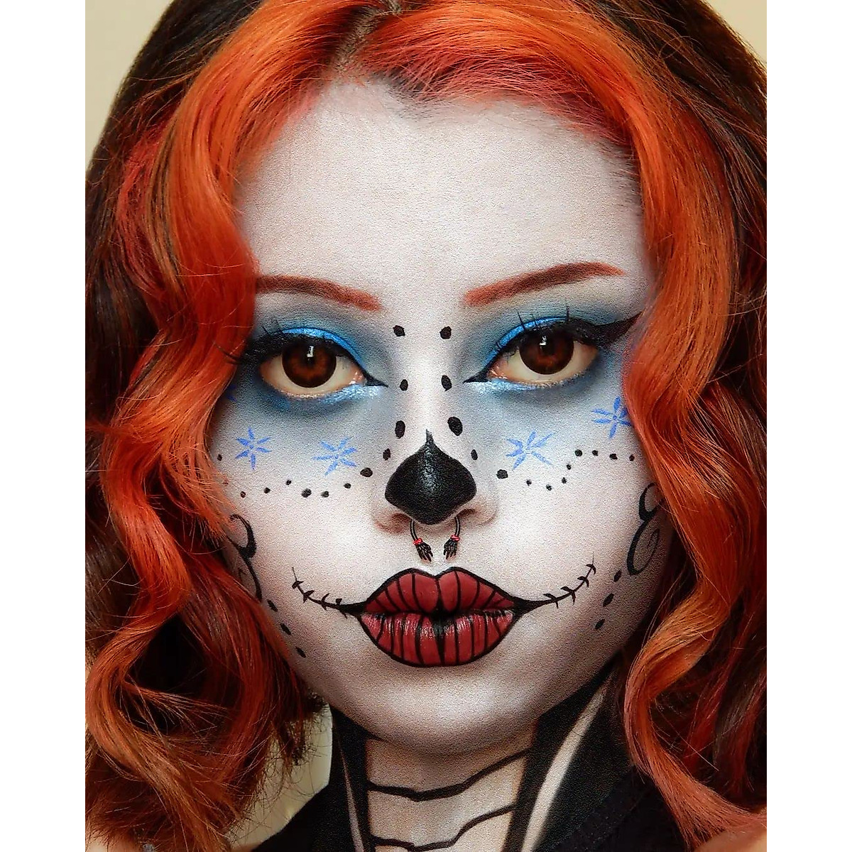 Melighting Skeleton Hand Septum Rings 16G Black Daith Earrings Halloween Septum Jewelry Clear CZ Surgical Steel 316L Helix Earring Cartilage Tragus Piercing for Women Men