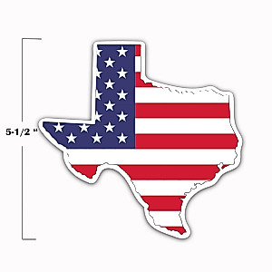 Car Bumper Sticker Magnet Sign - 5x5 in. Refrigerator Tool Box Magnets Texas State Map American USA Flag