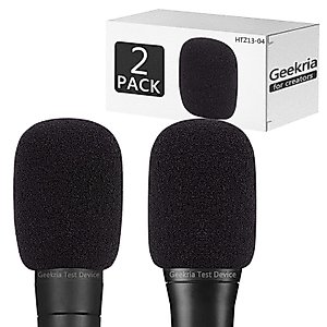 Geekria for Creators Foam Windscreen Compatible with Shure MV7, SM58LC, BETA 57A, BETA 58A, PGA48-QTR, PGA58-XLR Microphone Antipop Foam Cover, Mic Wind Cover, Sponge Foam Filter (Black / 2 Pack)