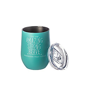 DIVERSEBEE Inspirational Thank You Gifts for Women, Mom, Girls, Wife, Girlfriend, Coworker, Nurses, Best Friend, Encouragement Birthday Wine Gifts for Her - Insulated Wine Tumbler Cup with Lid (Aqua)