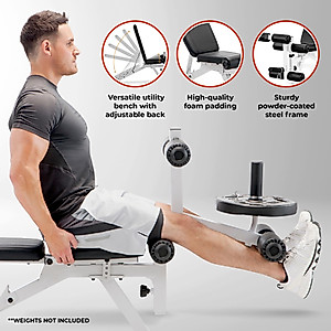 Marcy Pro Foldable and Adjustable Multipurpose Strength and Weight Training Folding Bench for Home and Gyms with Smooth Caster Wheels